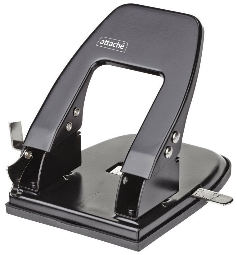 Дырокол Attache до 30 листов черный с линейкой 618136