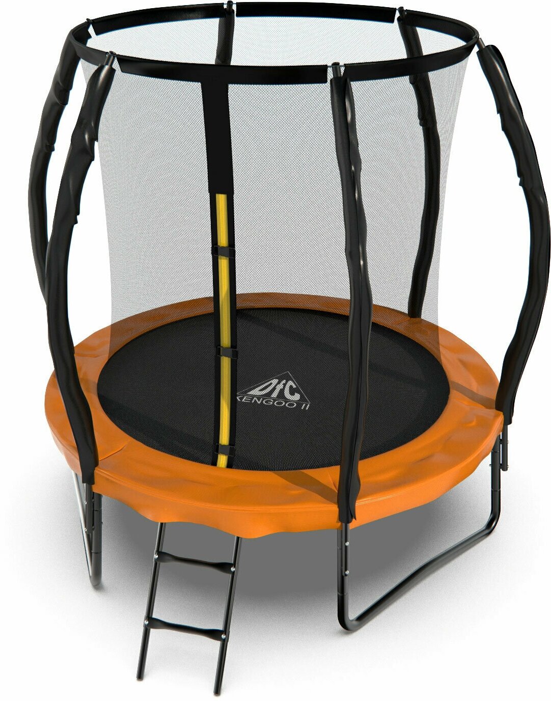 Батут DFC KENGOO II 6ft внутр. сетка, лестница, оранж/черн (183см)