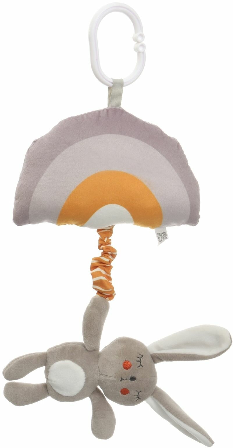 Подвеска музыкальная "Зайка Бонни" с пищалкой, на кроватку и в коляску, развивающая подвесная игрушка, для малышей от 3 месяцев