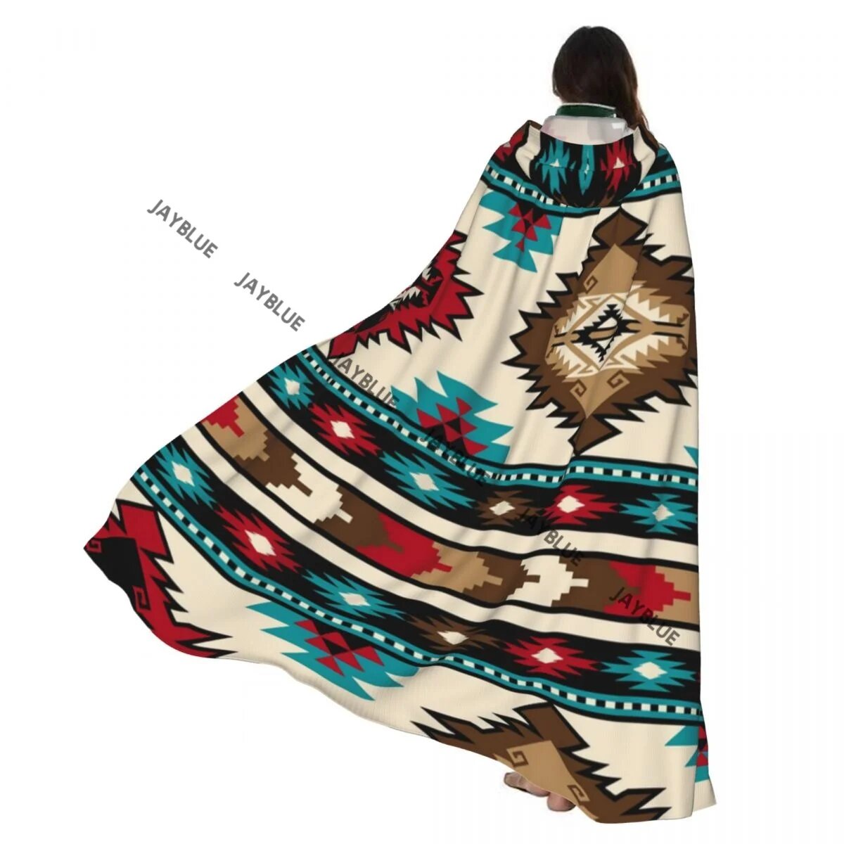 Плащ с капюшоном, плащ унисекс с капюшоном, индийский узор, плащ индейцев, накидка ведьмы вампира, костюм для косплея