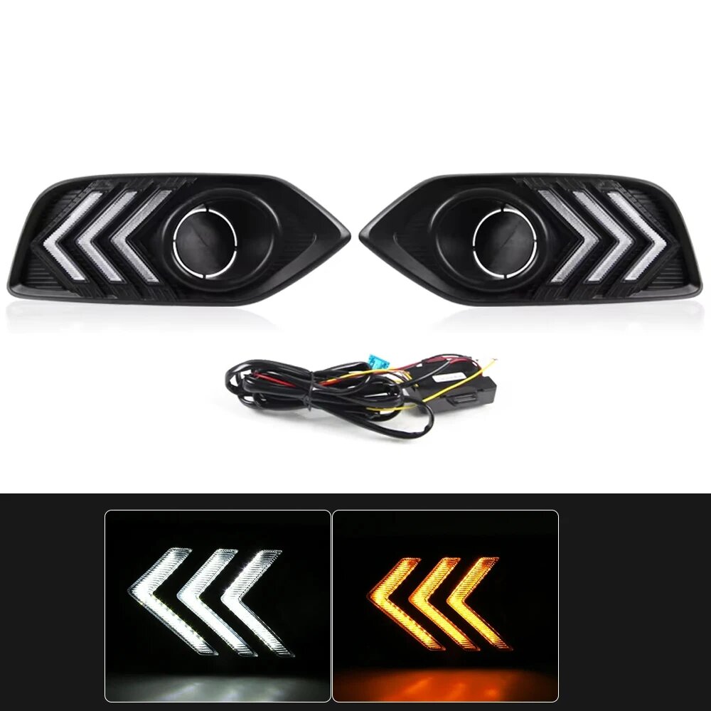 Подходит для Honda VEZEL HRV HR-V EU 2019 2020 2021 2022, белые/желтые светодиодные дневные ходовые огни DRL, противотуманные фары с указателями поворота