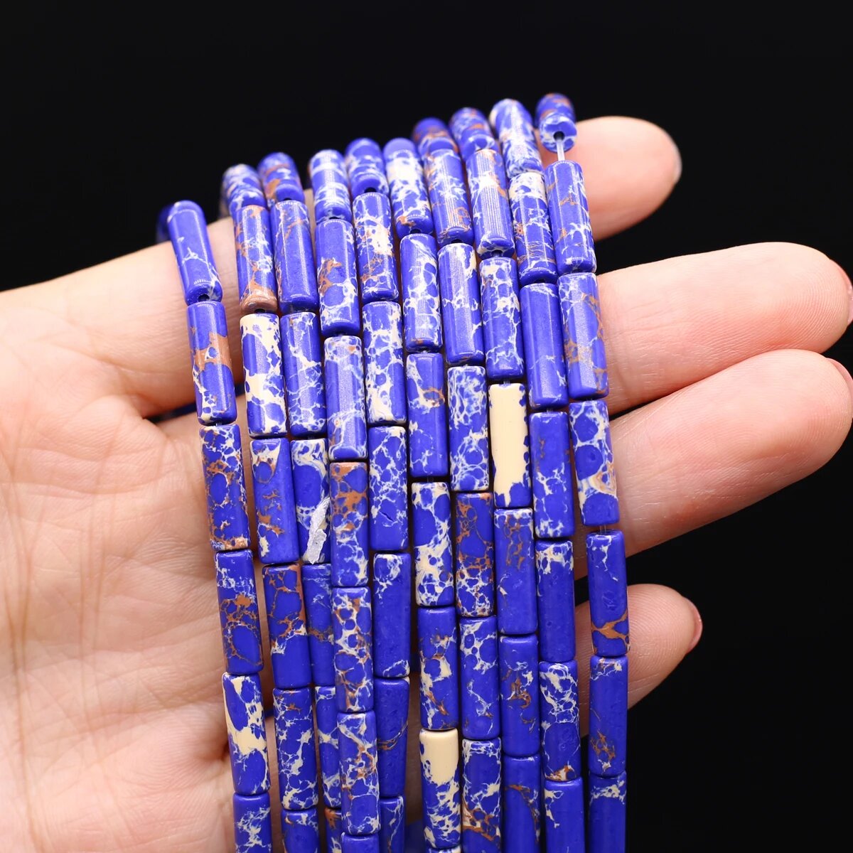 Бусины из натурального камня 4x13 мм Фиолетовый, Blue Crazy Agate