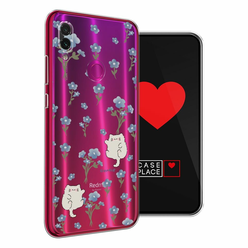 Чехол на Xiaomi Redmi Note 7 / Сяоми Редми Нот 7 с принтом "Gentle cats", прозрачный — фото 1