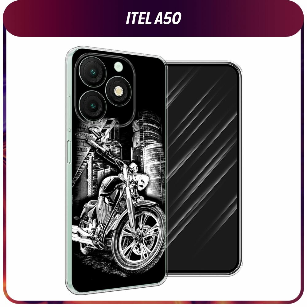 Силиконовый чехол на Itel A50 / Ител А50 с принтом "Крутой байк"