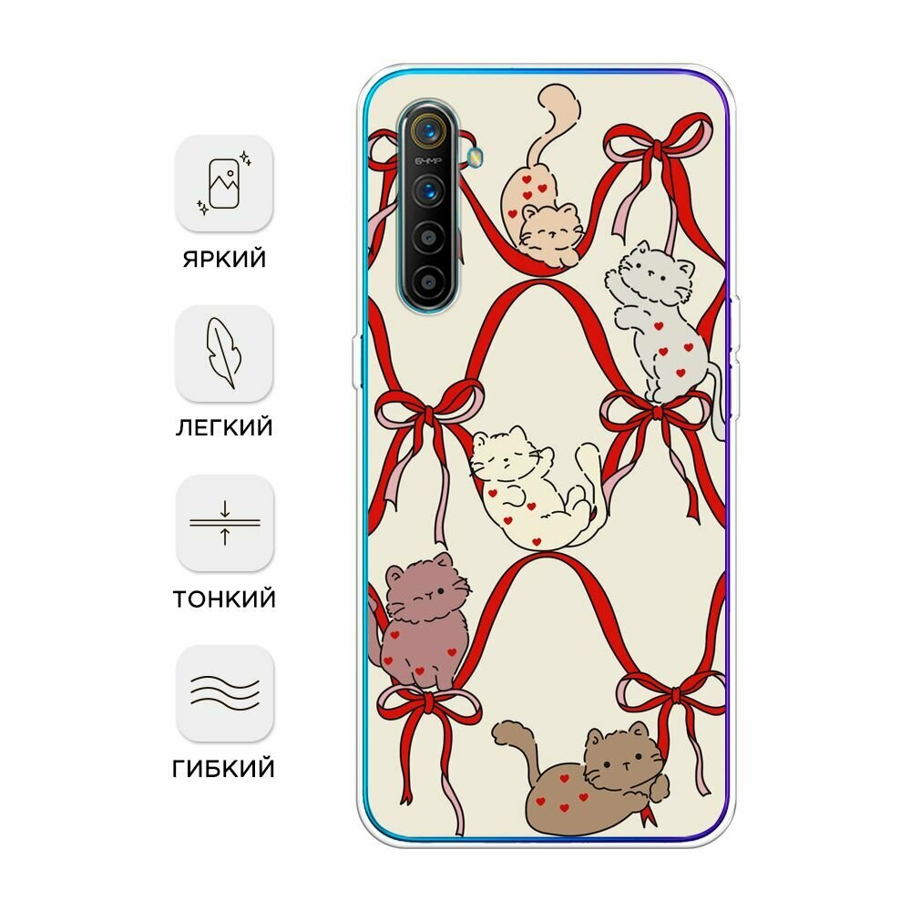Чехол на Realme XT / Реалми XT с принтом "Котики в ленточках 1" — фото 1