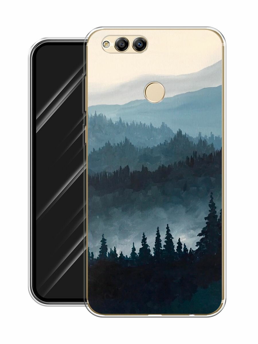 Силиконовый чехол на Honor 7X / Хонор 7Х с принтом "Туманные горы" — фото 1
