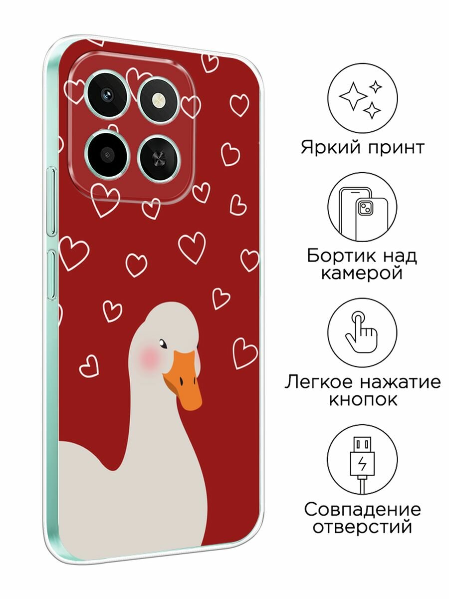 Чехол на Honor X6c / Хонор X6c с принтом "Влюблённый гусь 1 - 14 февраля" — фото 1