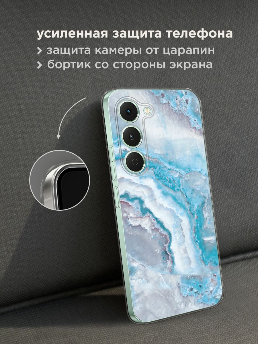 Чехол на Tecno Spark 40 Pro / Текно Спарк 40 Про с принтом "Нежно-голубой мрамор" — фото 1