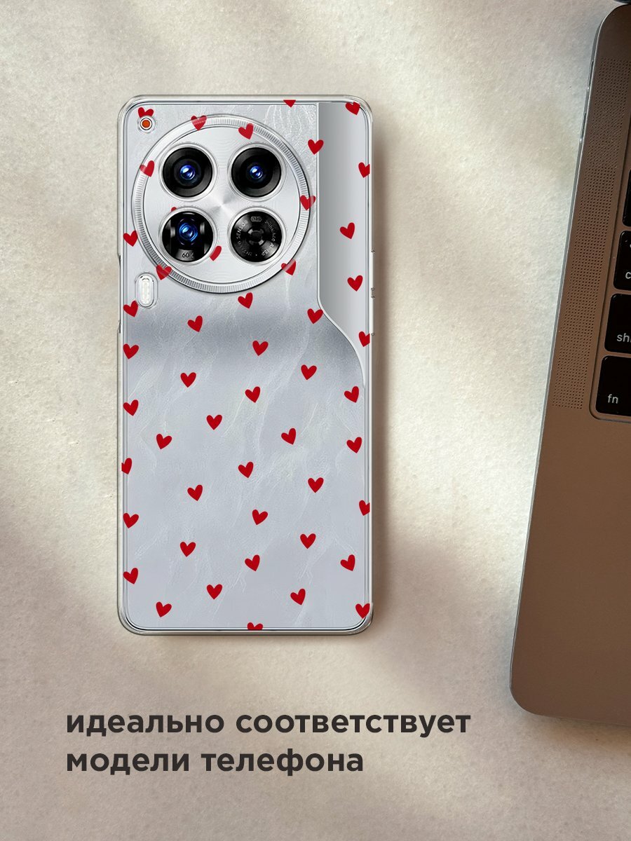 Чехол на Tecno Camon 30 Premier / Текно Камон 30 Премьер с принтом "Red hearts", прозрачный — фото 1