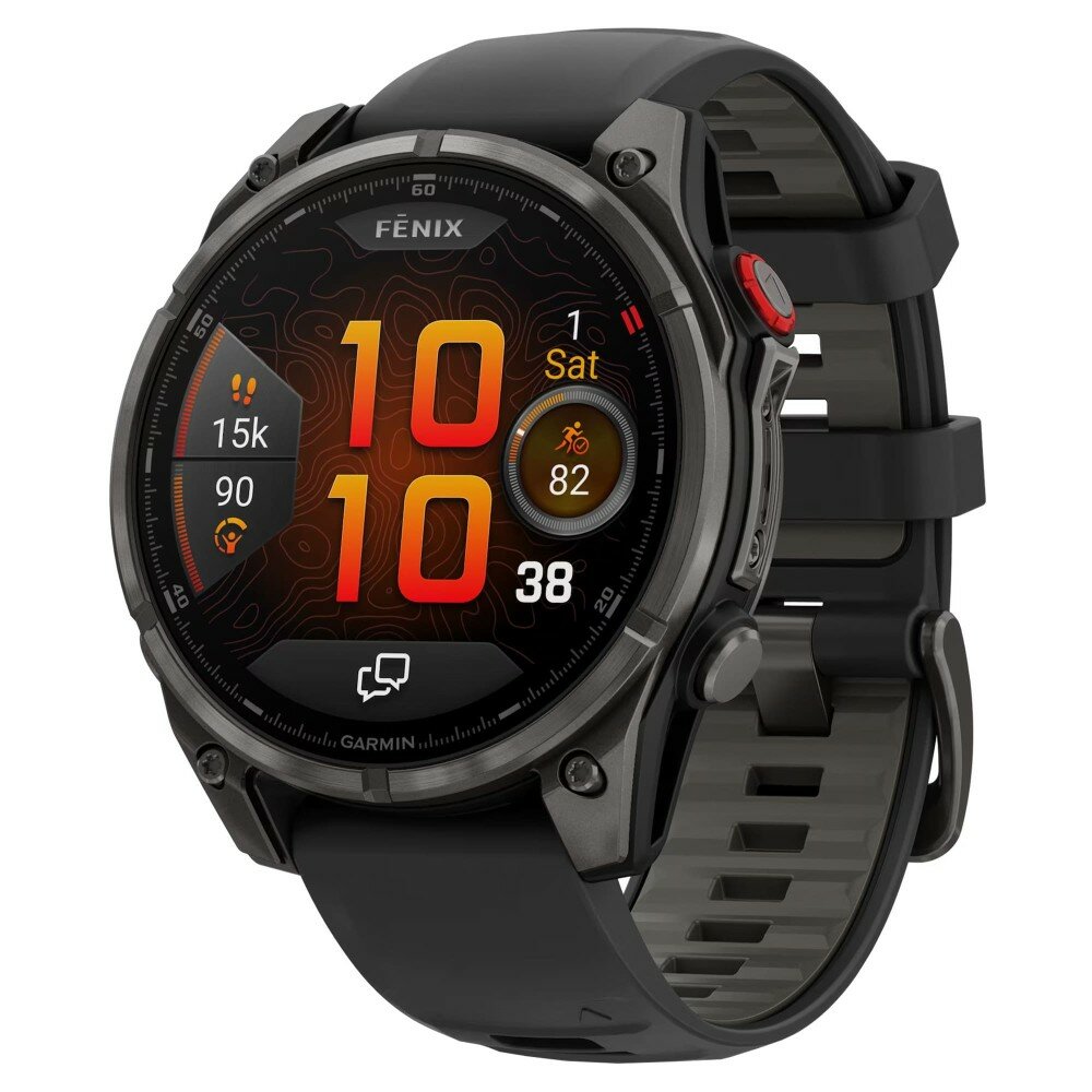 Смарт-часы Garmin Fenix 8 PRO 47мм AMOLED SAPPHIRE DLC Titanium Carbon Gray with Black/Pebble Gray Silicone Band