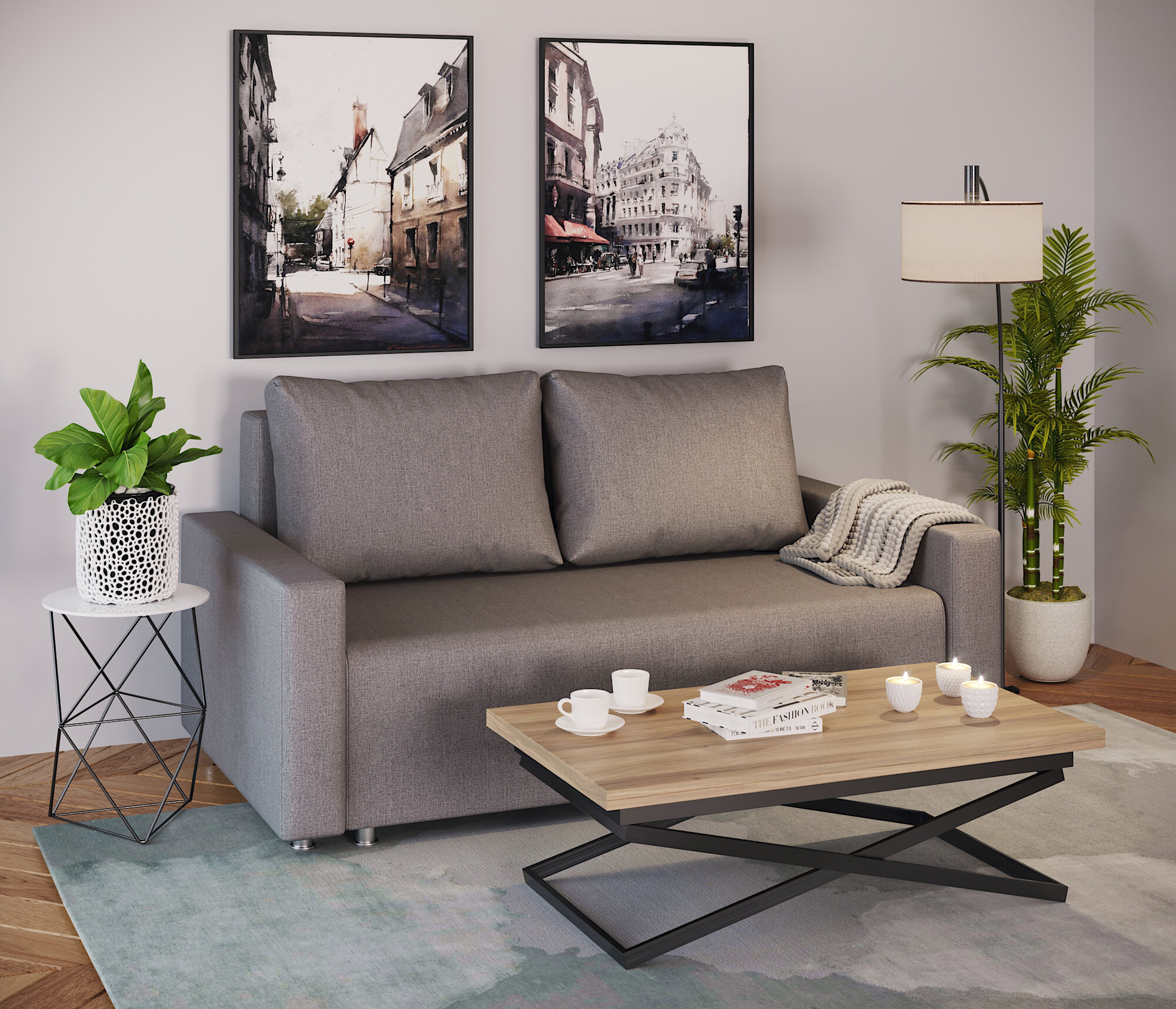 Диван Олимп, еврокнижка, рогожка саванна плюс мокка, ППУ