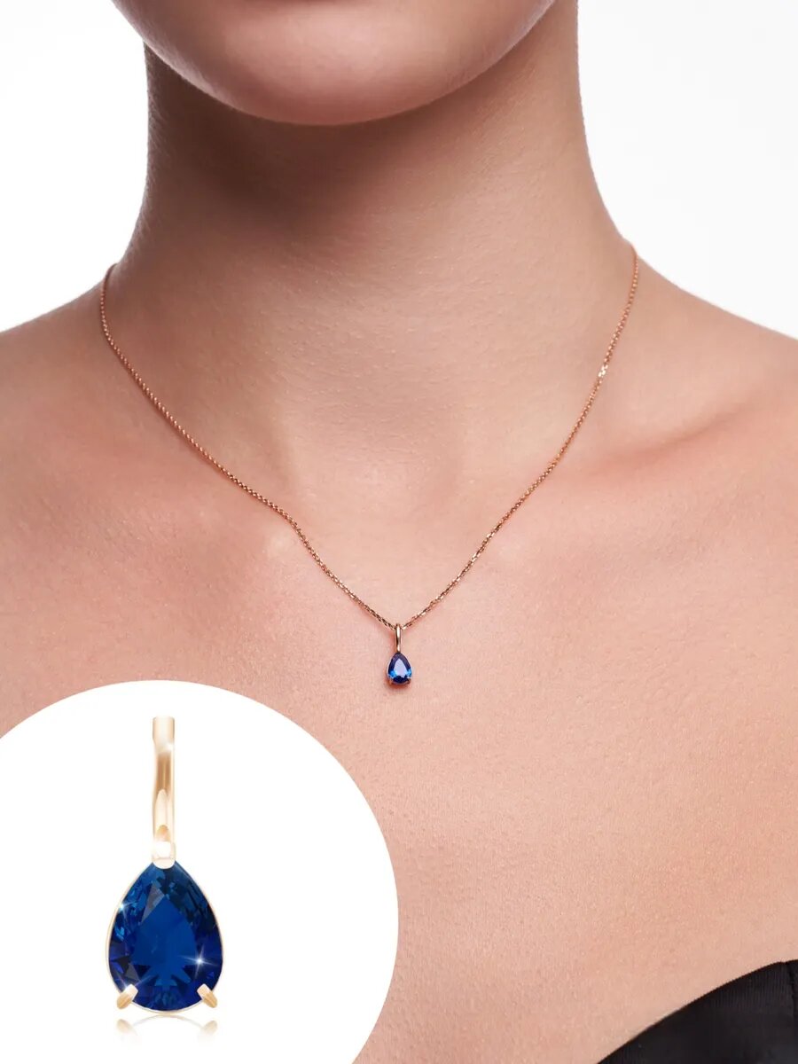 Подвеска, серебро, 925 проба, золочение, фианит