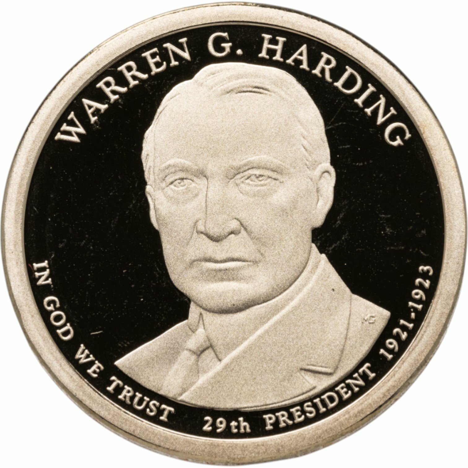 США 1 доллар dollar 2014 S "29-й президент США - Уоррен Гардинг", знак монетного двора "S" - Сан-Франциско, Латунь, в сохранности Proof