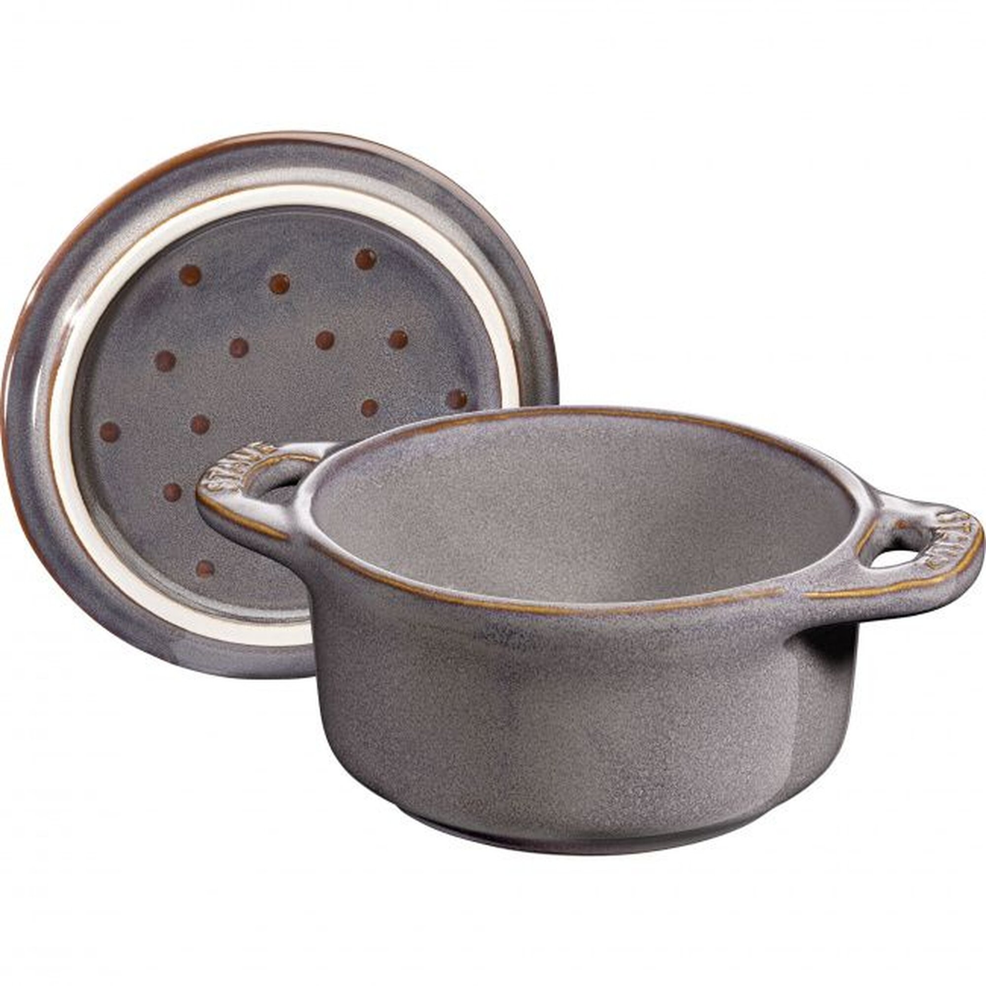 Кокотница с крышкой STAUB Mini Cocotte, чугунная, диаметр 10 см, цвет серый, 40511-998-0