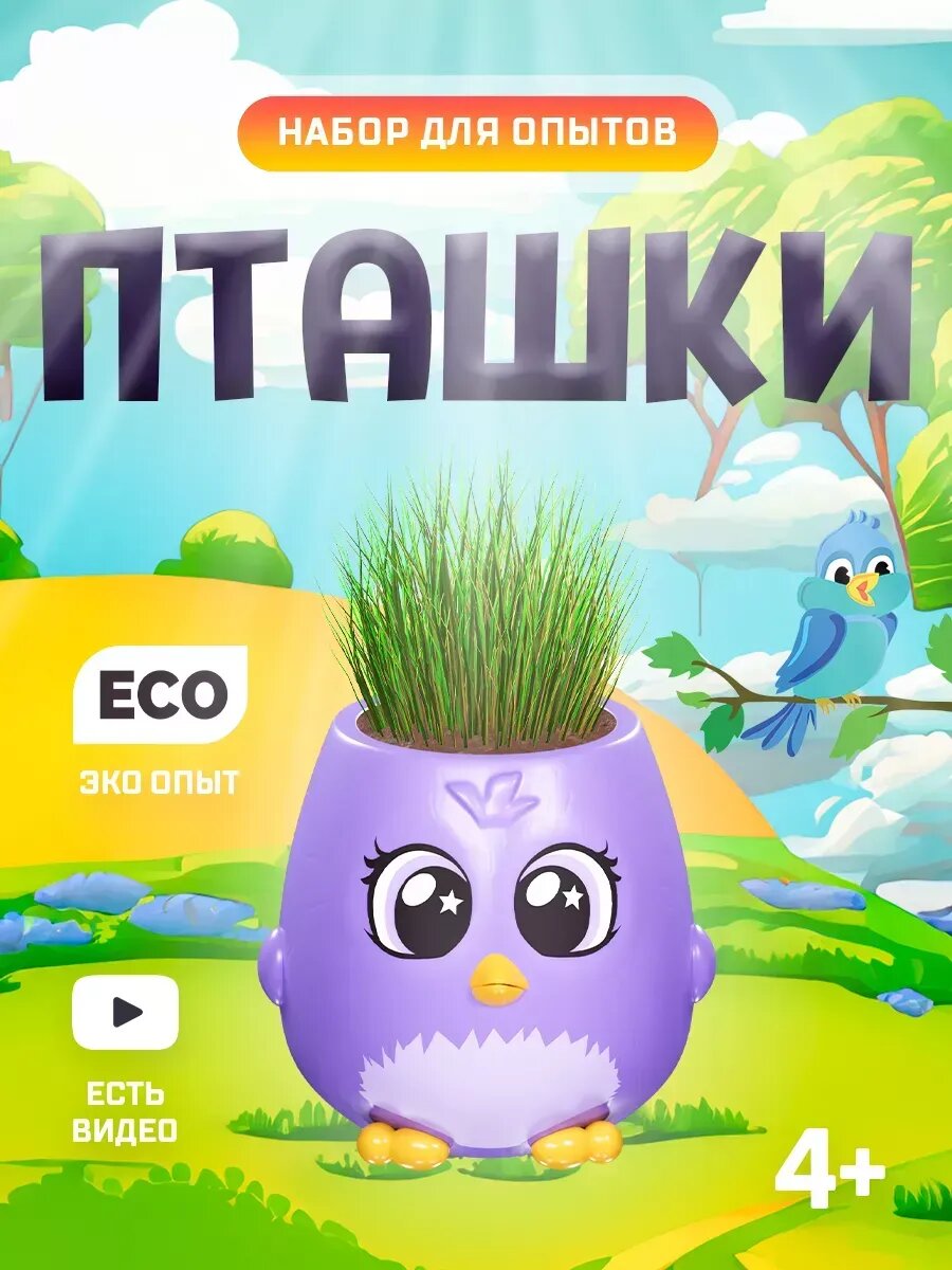 Набор для опытов выращиваем траву в горшочке Пташки