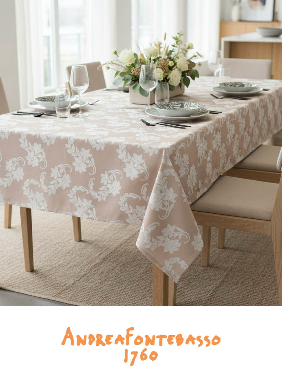 Скатерть Andrea Fontebasso Arabesque 140x240 см, прямоугольная, бежевая