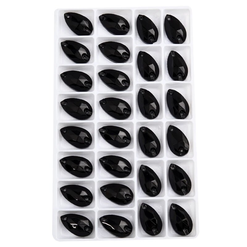 BOBOHOO каплевидные стеклянные стразы для украшения одежды Черный, 13x22mm--20pcs, P02 Black