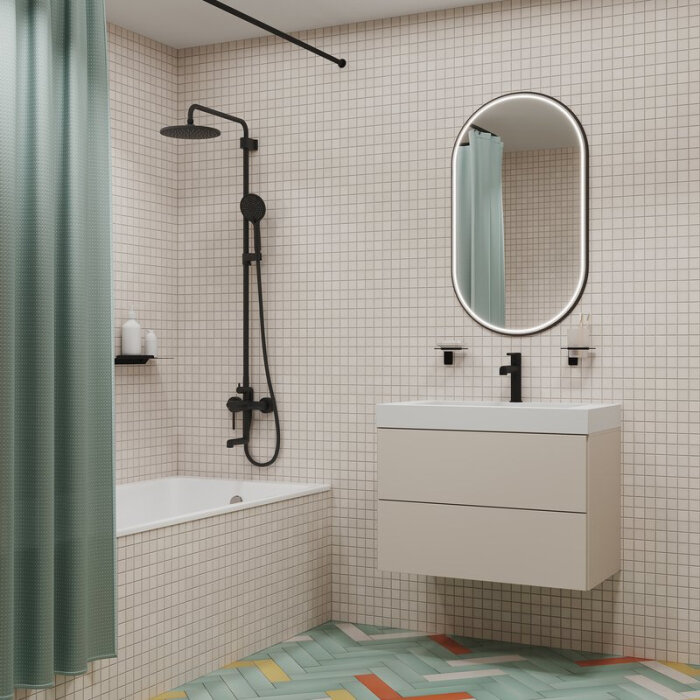 Душевая стойка IDDIS AIGBL3Fi06, черный матовый