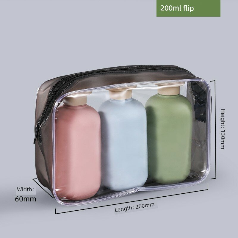 Набор дорожных многоразовых флаконов для туалетных принадлежностей: шампунь, гель для душа, очищающее средство для