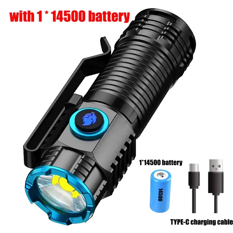 Мощный Светодиодный Фонарик XHP50 Mini EDC С Ручным Зажимом И Хвостовым Магнитом Аварийное Освещение Для Кемпинга И Рыбалки В.