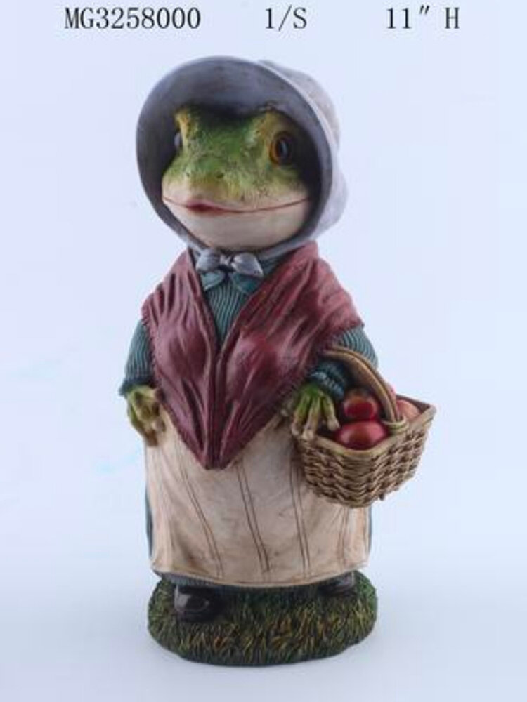 Фигурка MAGIC ART "Лягушка с яблоками", садовая, полистоун, 28см, разноцветная