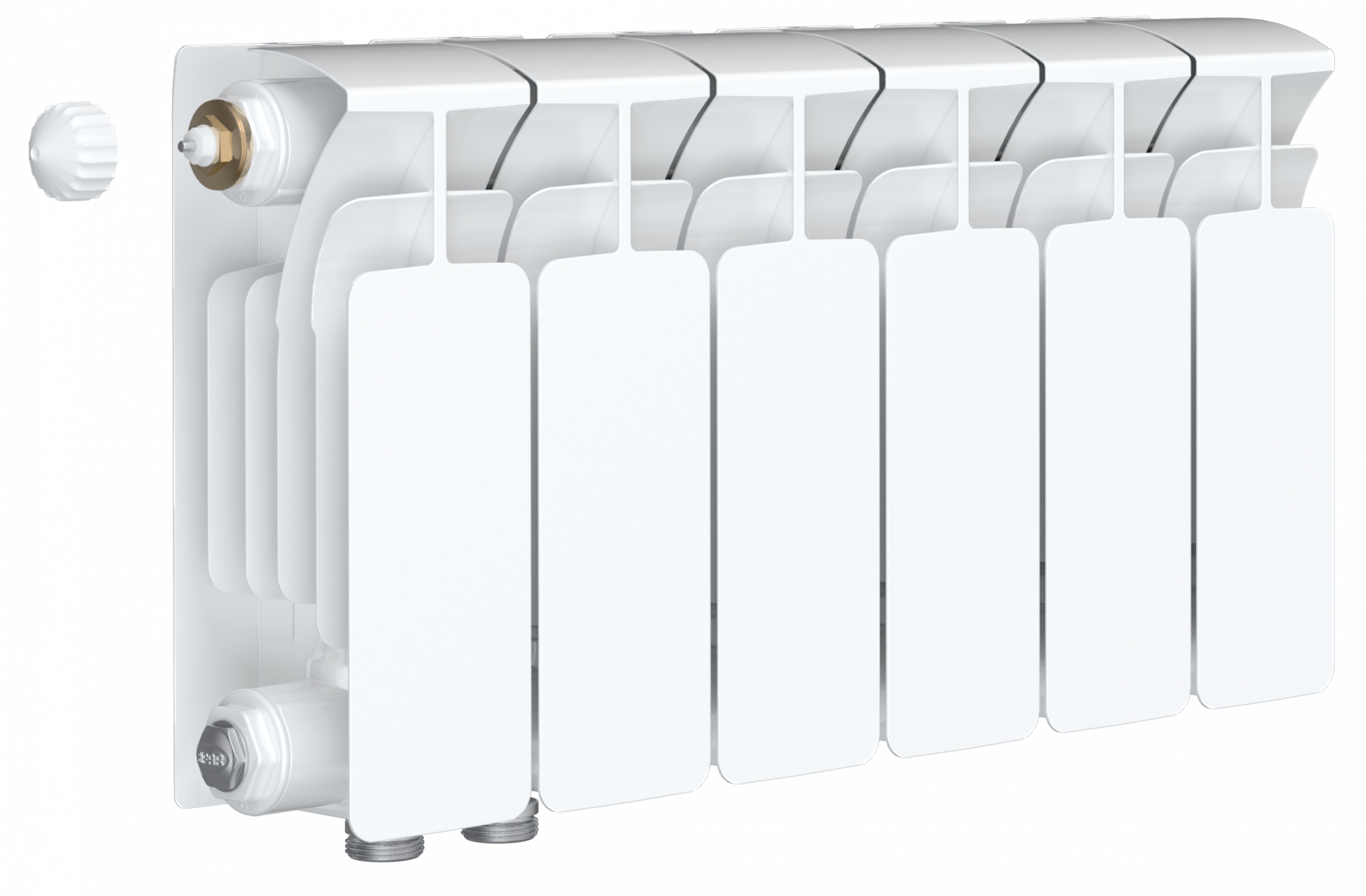 Радиатор биметаллический RIFAR Base Ventil 200, 06 секций, Нижнее подключение левое (BVL), цвет белый