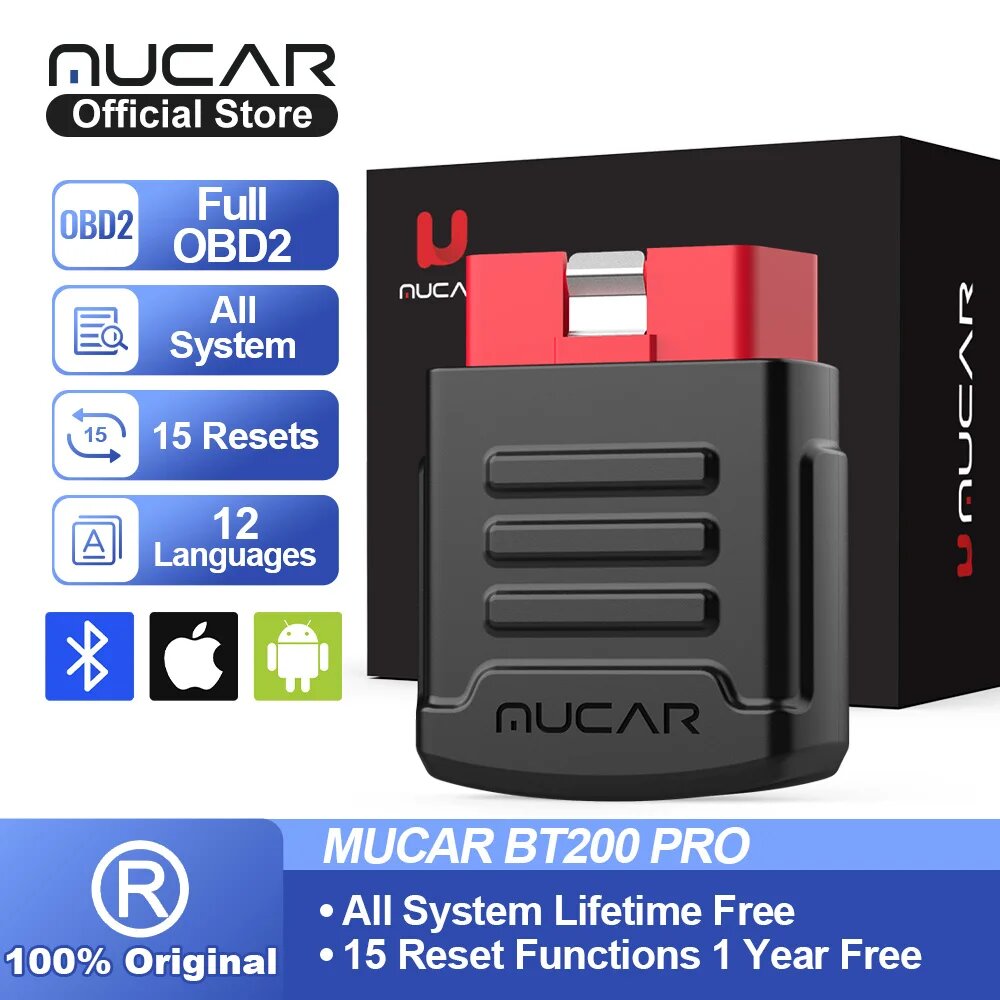 1-10 шт, автомобильный диагностический сканер MUCAR BT200/BT200 PRO OBD2 BT200 Pro