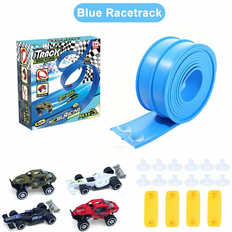 Гибкий гоночный трек 4,5 м для машинок Синий, Blue Racetrack