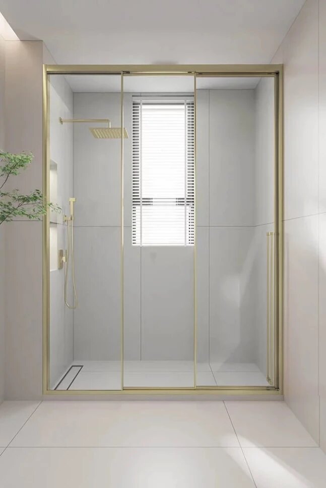 Душевая дверь Veconi Premium Prato PR3/L-120-01-G-C4 120 см L, профиль золотой матовый, стекло прозрачное