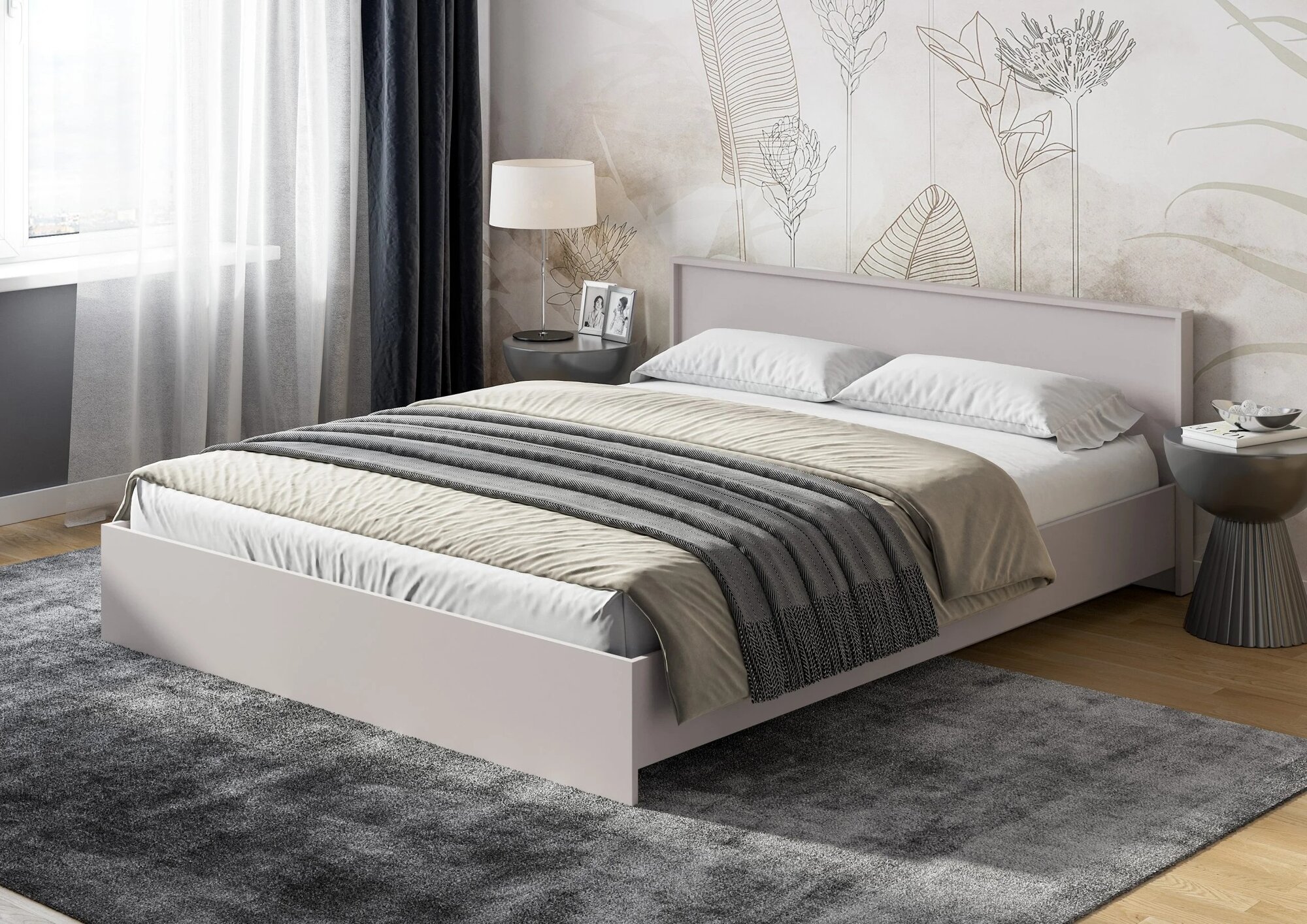 Кровать Берген КР-160х200 с основанием из ДСП (ЛДСП, Кашемир, Интерьер-Центр)