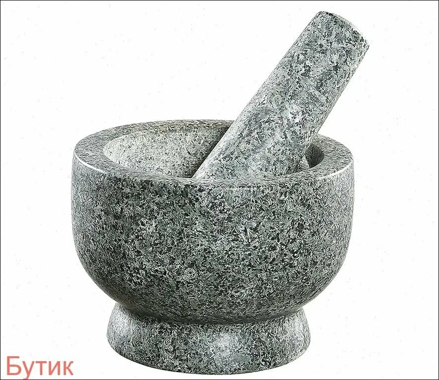 Ступка с пестиком, Натуральный гранит, 13 см, 1 шт