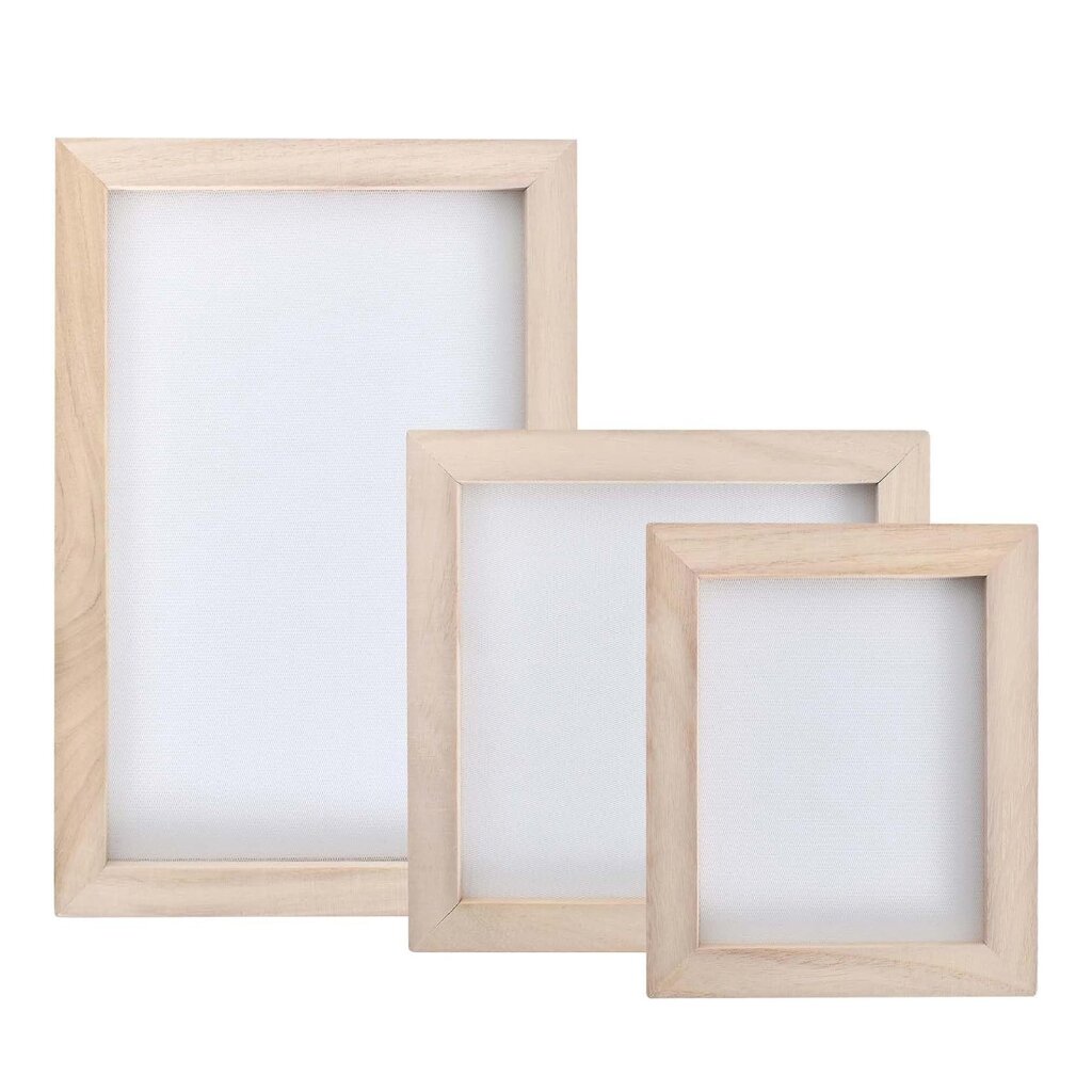 3шт Набор Для Изготовления Бумаги Ручной Работы 3 Размера Деревянная Рамка Для Изготовления Бумаги Инструмент