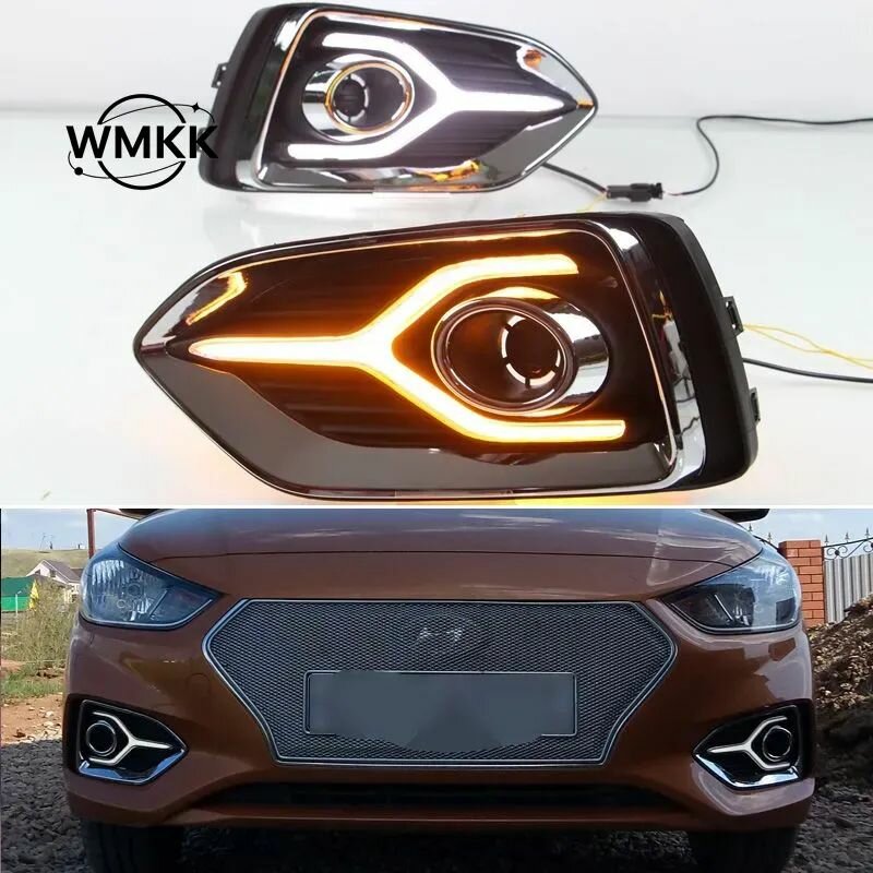 Фары автомобильные, Огни дневные ходовые, 2 шт, арт. Хундай Солярис II 17-20