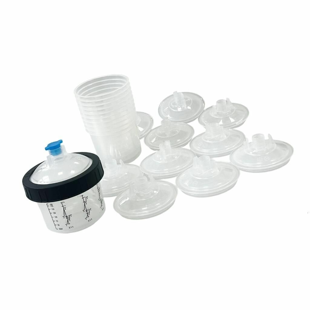 Одноразовый мерный стакан для краскопульта 165/400/600 мл, прозрачный пластиковый контейнер, 165ml