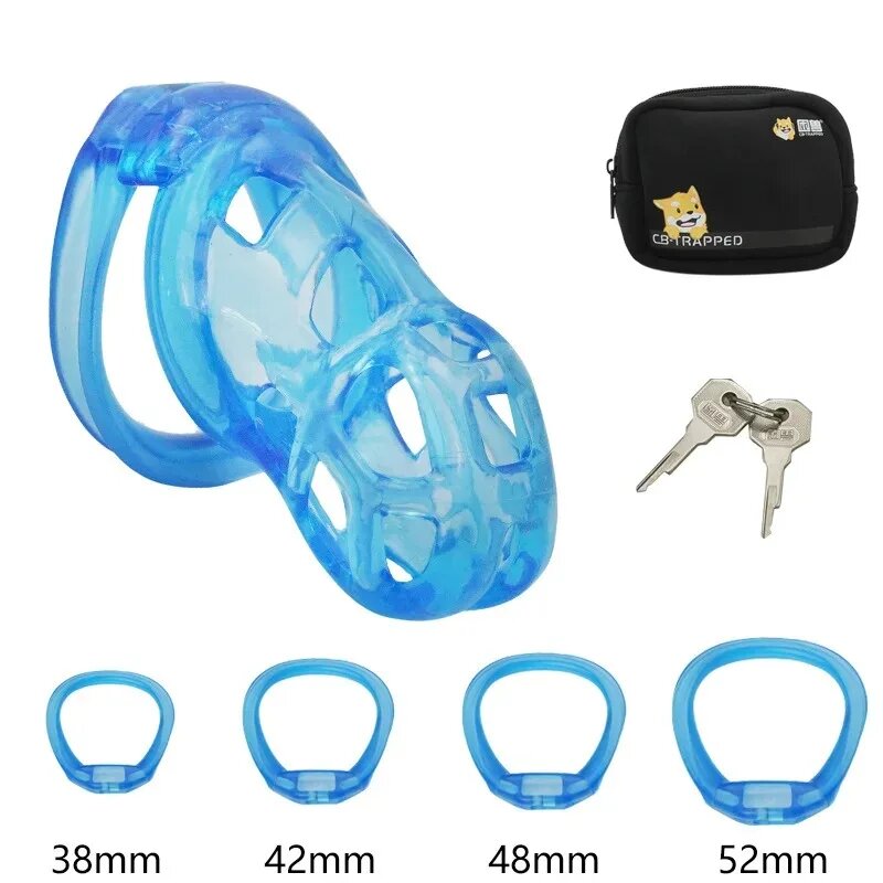 Мягкое силиконовое устройство целомудрия, регулируемый замок для клетки для члена B blue XXL size