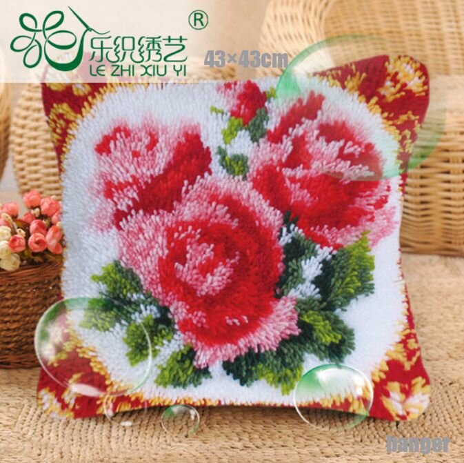 Ковровая вышивка набор для вышивания подушки /Красивые цветы/размером 43х43 см