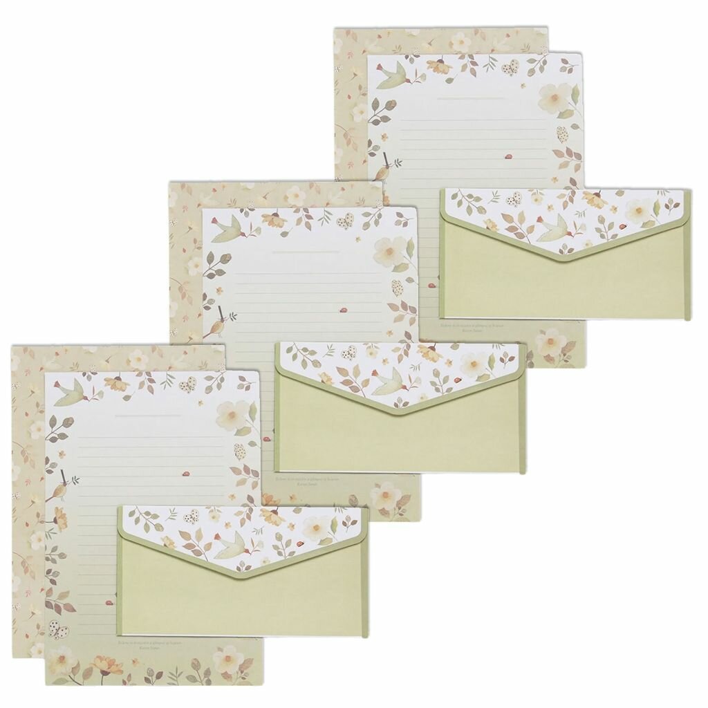 10 комплектов красивой почтовой бумаги для конвертов в западном стиле с цветочным рисунком-натуральная оливково-зеленая