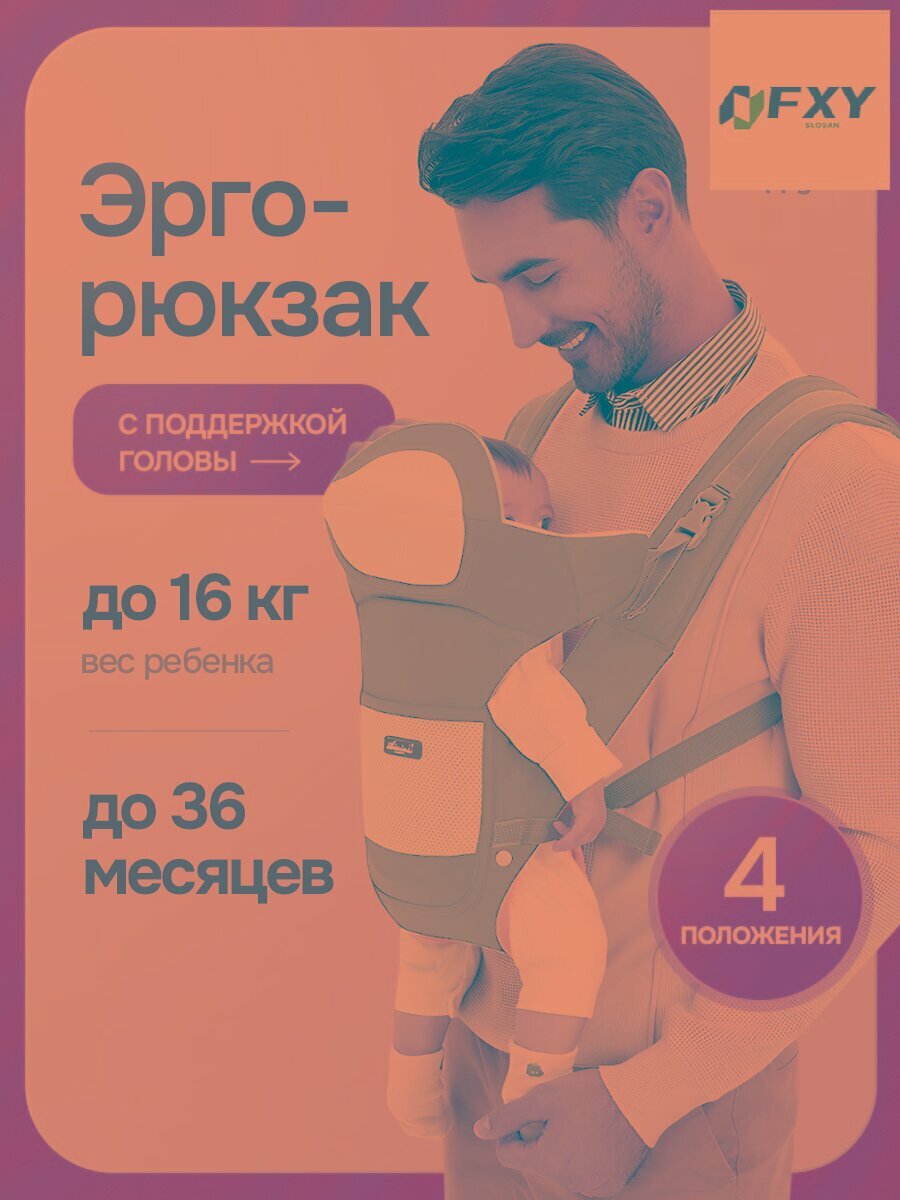 Эксклюзивный эргорюкзак Aixintu с дышащей сеткой для переноски детей до 36 месяцев и нагрузкой 20 кг