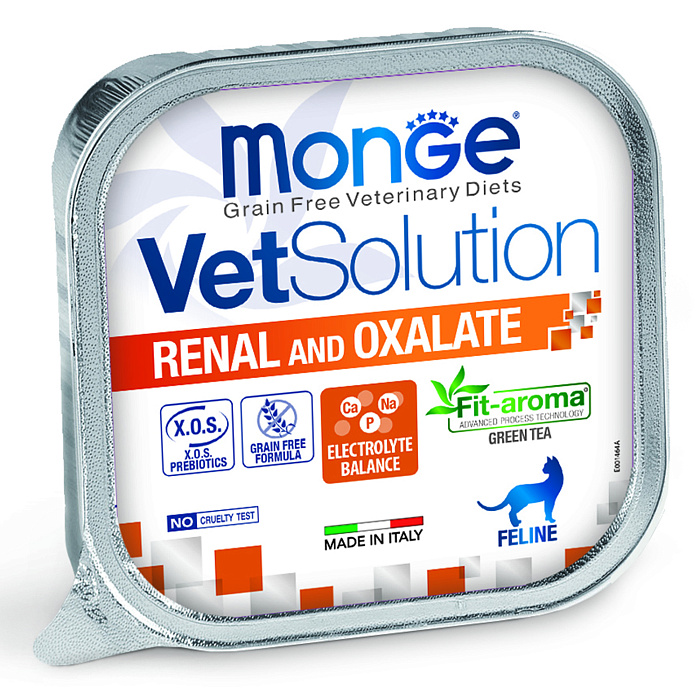 Monge (Монж) VetSolution Cat Renal and Oxalate Ренал и Оксалат Консервы лечебные для кошек при ХПН и профилактике образования оксалатов 100 г 5 шт