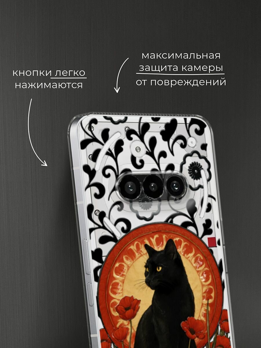 Чехол на Nothing Phone 3a / Нотинг Фон 3а с принтом Кот в маках — фото 1