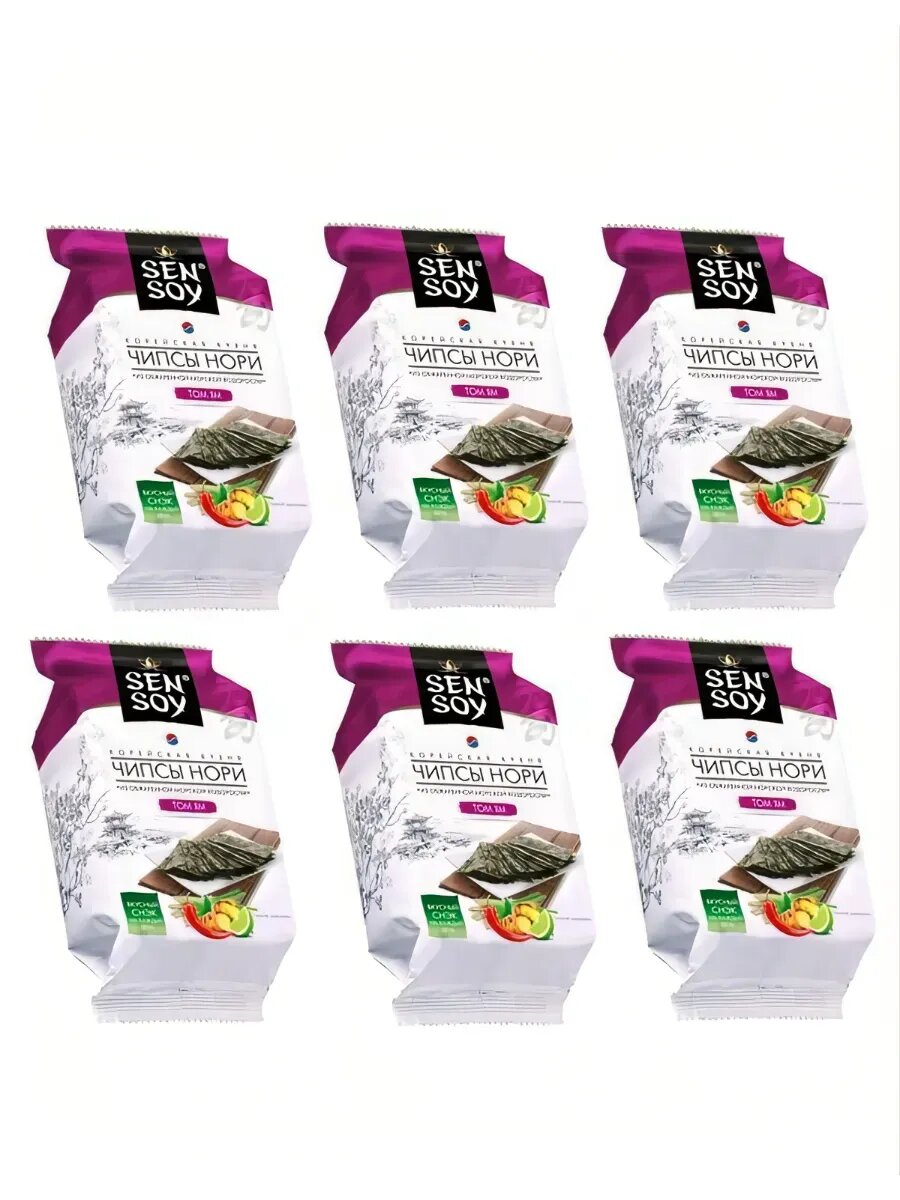 Чипсы 6 пачек по 4,5 гр морские нори том ям