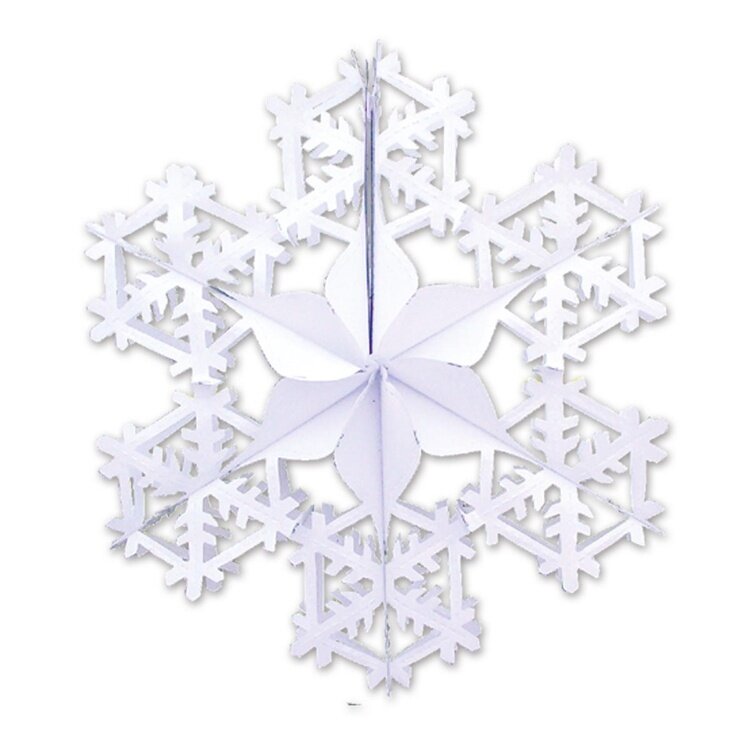 Фигура бумажная КНР снежинка №2, фольгированная, объемная, белая, 60 см