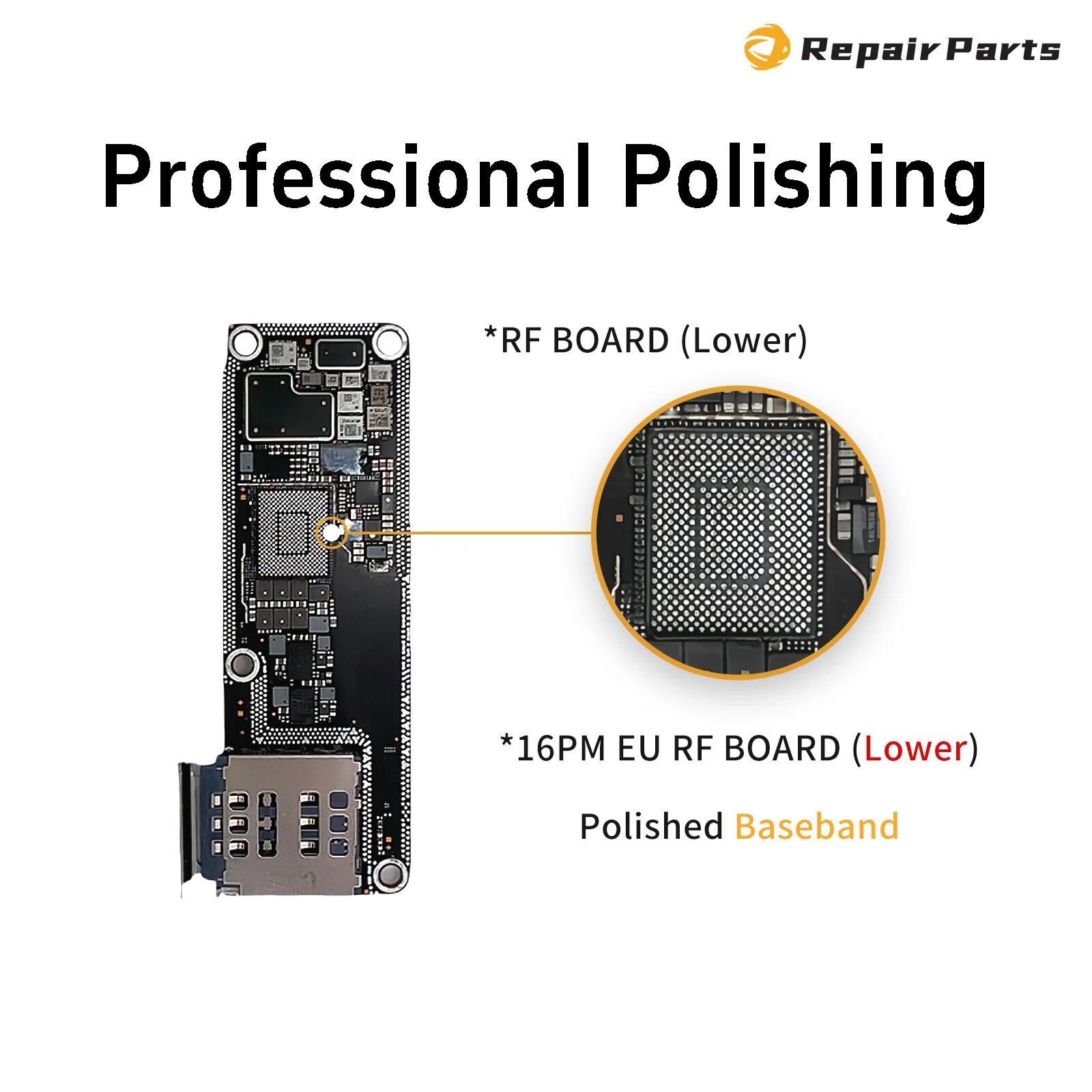 Материнская плата с ЧПУ CUT для iPhone 16 16 Pro Max Signal Logic Board Полированная плата AP Up CPU RF Baseband Lower USA EU Версия без Nand Board 16PM EU Down