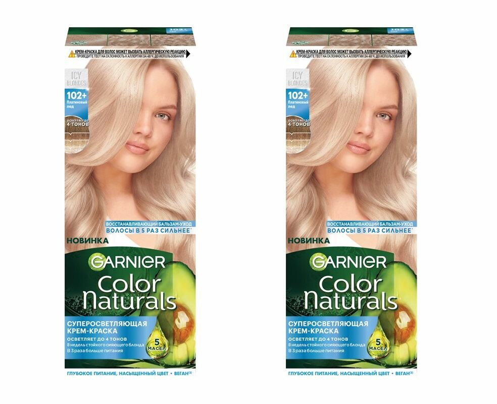 Garnier Краска для волос, Color Naturals, тон 102+, Платиновый лёд, 2 шт