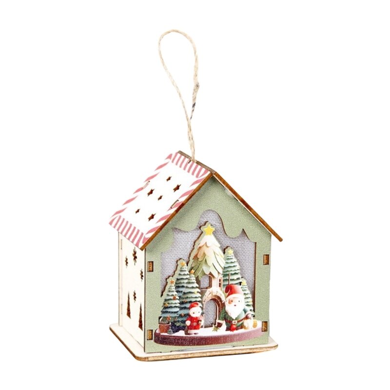 Рождественские принадлежности деревянная светящаяся цветная хижина украшения для деревянного дома Рождественская елка кулон