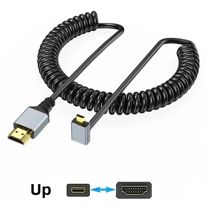 HDMI-совместимый кабель Micro HDMI-совместимый с Mini HDMI-совместимый кабель Micro HDMI со спиральным кабелем для PS5 Tablet DSLR Camera HDTV Monitor PC