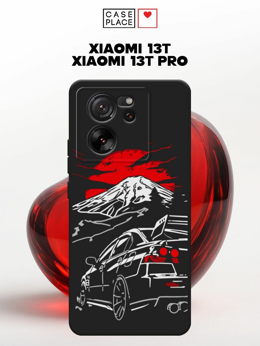 Черный матовый чехол на Xiaomi 13T/13T Pro / Сяоми 13T/Сяоми 13Т Про с принтом JDM