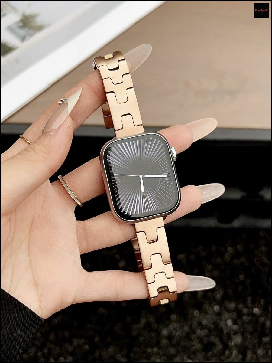 Металлический ремешок для Apple Watch Series10 42mm/ Series 1-9 и SE 38mm , 40mm , 41mm, с застежкой-бабочкой, Herm s