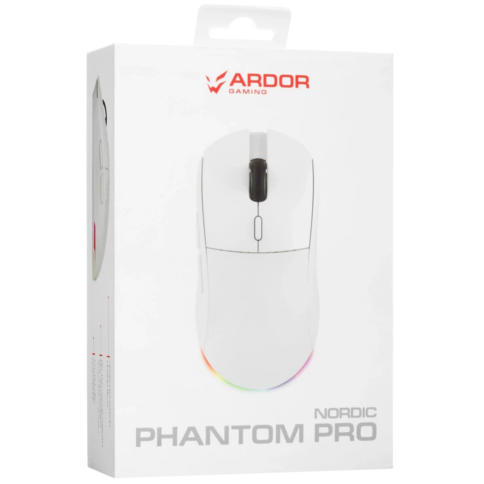 Мышь беспроводная/проводная ARDOR GAMING Phantom PRO Nordic [ARDW-PHN3395-WT] белый