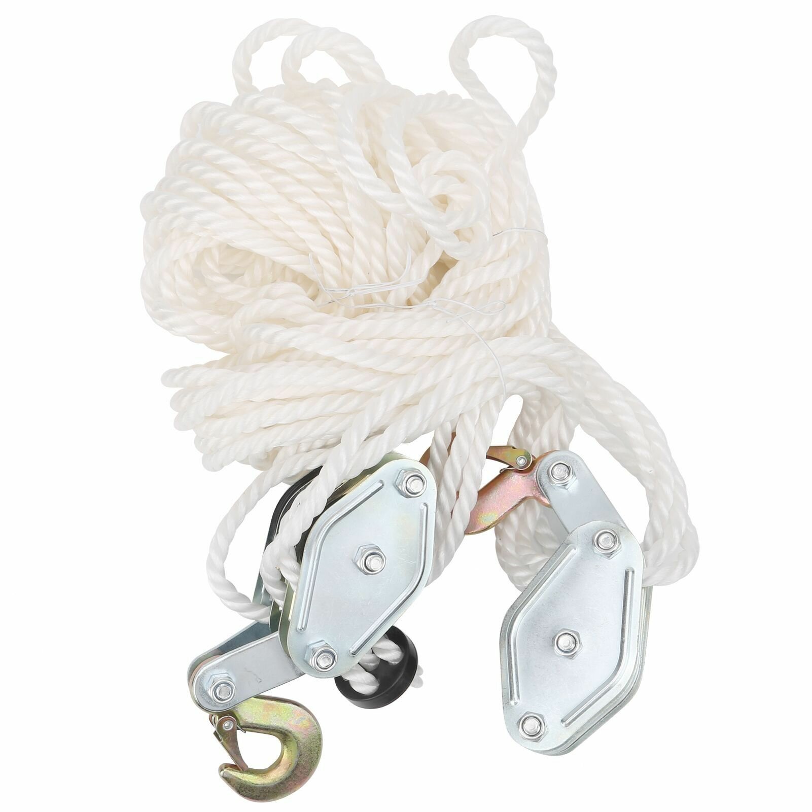Подъемный блок с крюком из оцинкованной стали, грузоподъемность 4000 фунтов, с многослойным нейлоновым тросом